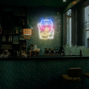 Lucky Cat Neon Sign for Bar, Home, Bedroom, Cafe, Restaurant, Office ...