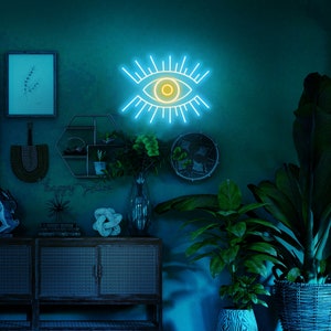 Evil Eye Neon Sign, Anime Neon Sign, Neon Sign Bedroom, Good Luck Sign ...