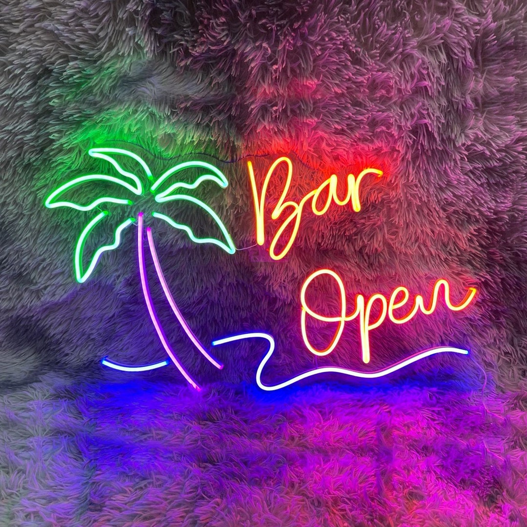 Bar Open Neon Sign, Open Sign for Bar, Neon Bar Signs, Bar Store Logo ...