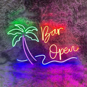 Bar Open Neon Sign, Open Sign for Bar, Neon Bar Signs, Bar Store Logo ...