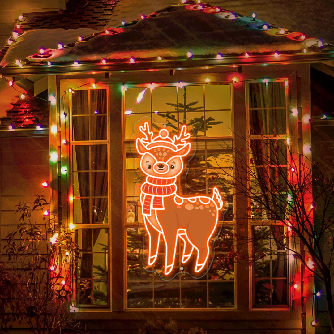 Santa's Reindeer Neon Sign Reindeer Neon Lights Decor, Christmas Neon ...