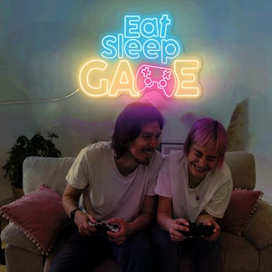 Sleep Eat Game Neon Sign Custom Game Room LED Neon Sign Birthday Gift ...