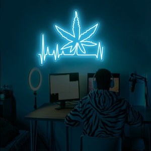 Marijuana Leaf Neon Sign, Weed Neon Sign, Marijuana Hemp Leaf High Life ...
