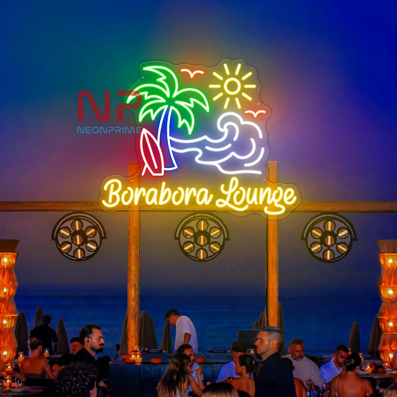 Custom Name Beach Bar Neon Sign, Personalized Lounge Decor, Tropical ...