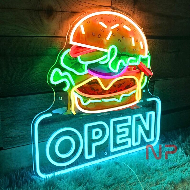 Custom Food Business Logo Neon Sign, Business Neon Sign, Open Neon Sign ...