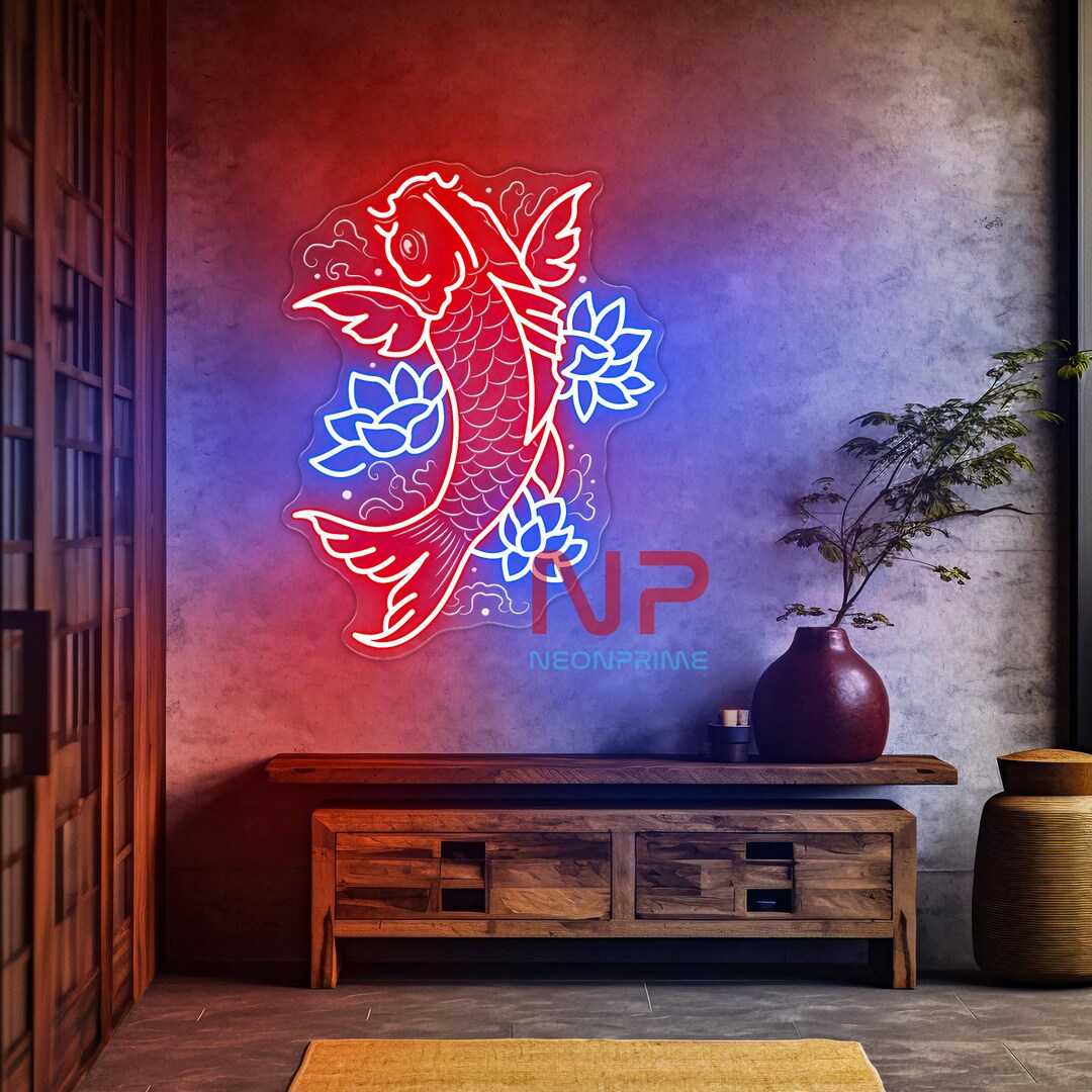 Koi Fish Neon Sign Koi Sign Custom Japan Neon Sign Japan Decoration ...