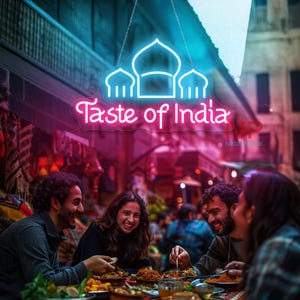 Taste of Indian Neon Sign, Indian Food Sign, Opening Gift, Restaurant ...