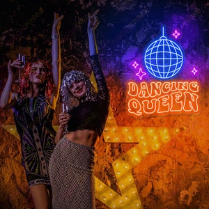Dancing Queen Neon Sign Disco Ball Neon Sign Dancing Party Light Neon ...