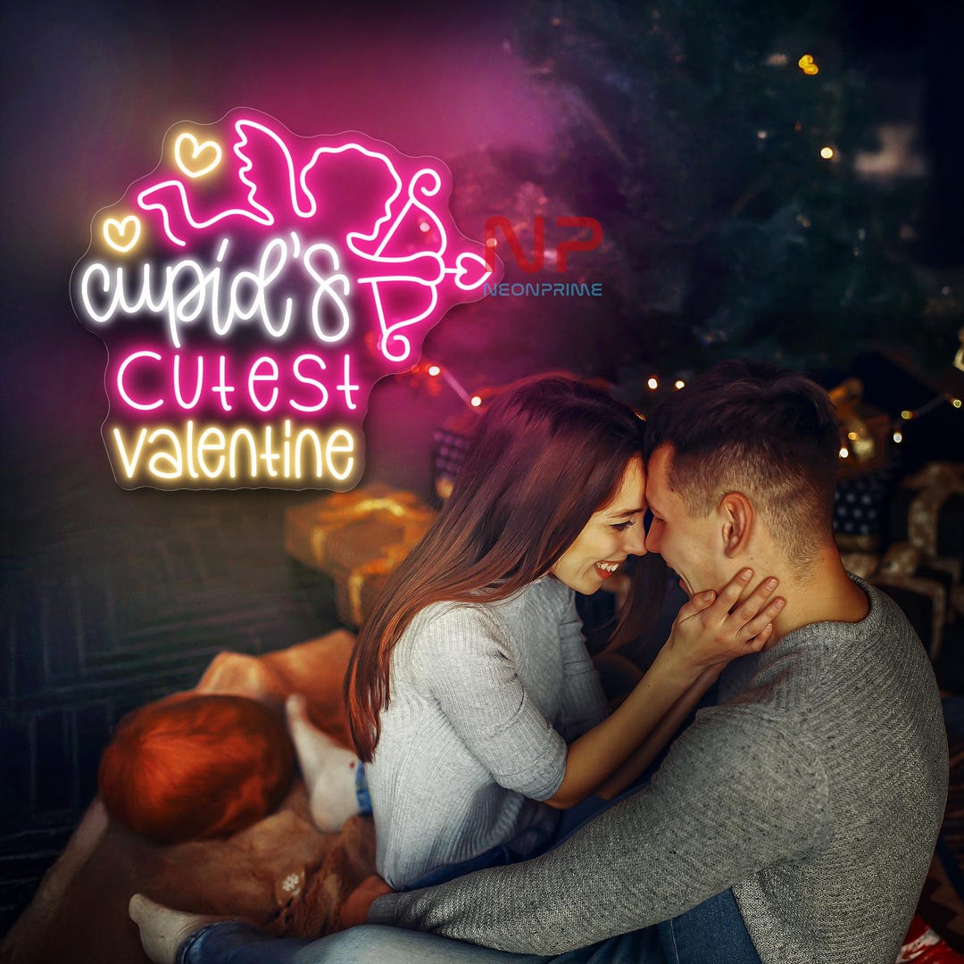 Cupid's Cutest Valentine Neon Sign, Cupid Angel Neon Sign, Cupid Led ...
