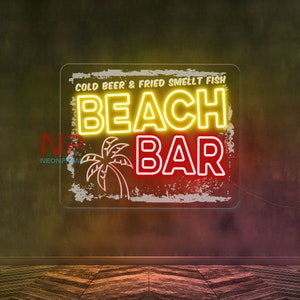 Beach Bar Neon Sign, Beach Party Decor, Bar Decor, Custom Neon Sign ...