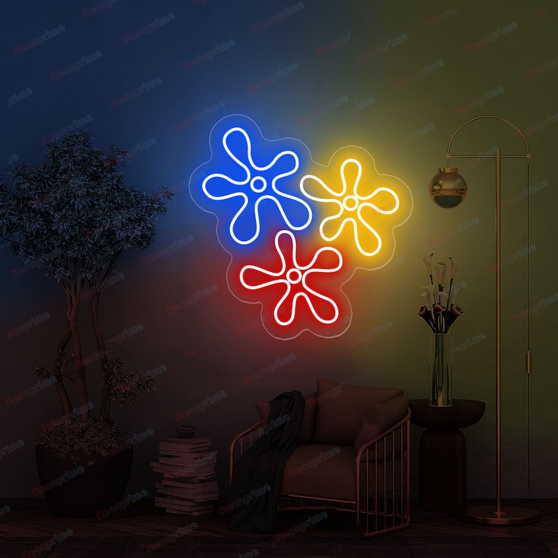 Spongebob Flower Neon Sign Flower Neon Sign Wedding Neon - Etsy