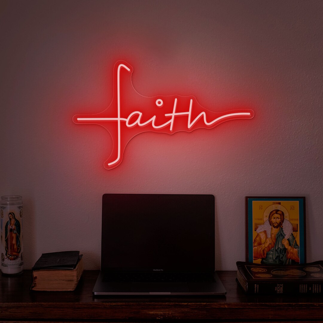 Faith Custom Neon Sign, Cross Jesus Home Decoration,wall Art Decor ...