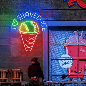 I Love Shaved Ice Neon Sign, Shaved Ice Neon Sign, Custom Led Sign, Ice ...