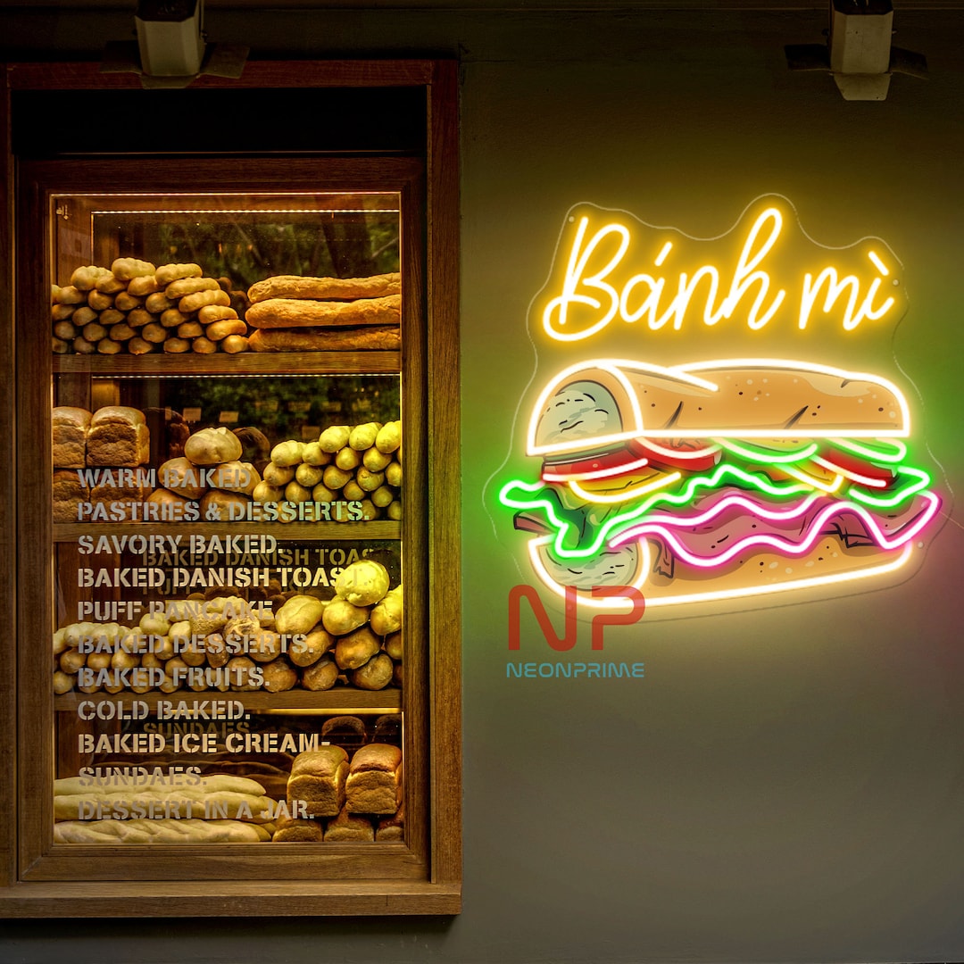 Vietnamese Banh Mi Neon Sign Banh Mi Neon Light Asian Restaurant Wall ...