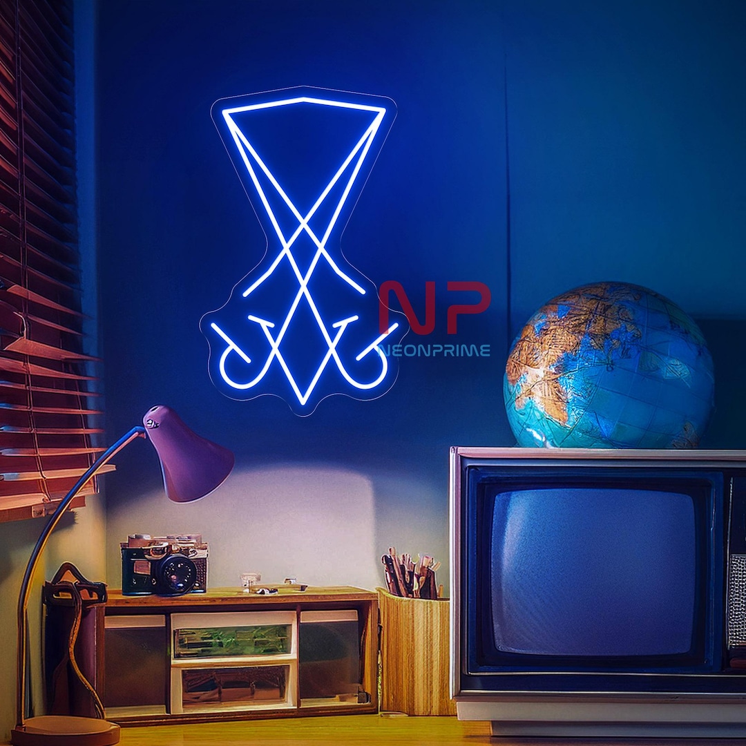 Sigil of Lucifer, Lucifer Light Sign, Satanic Wall Sign, Satanism Neon ...