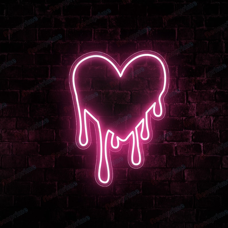 Heart Decoration Led Neon Sign Dripping Heart Neon Sign Neon - Etsy