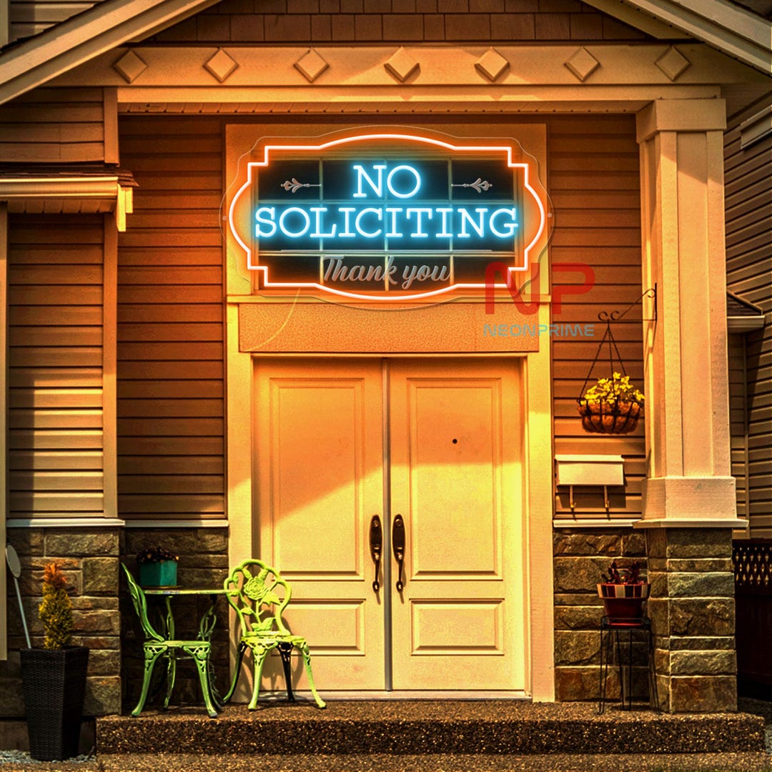 No Soliciting Neon Sign Door Sign Shop Wall Decors No Soliciting Sign ...
