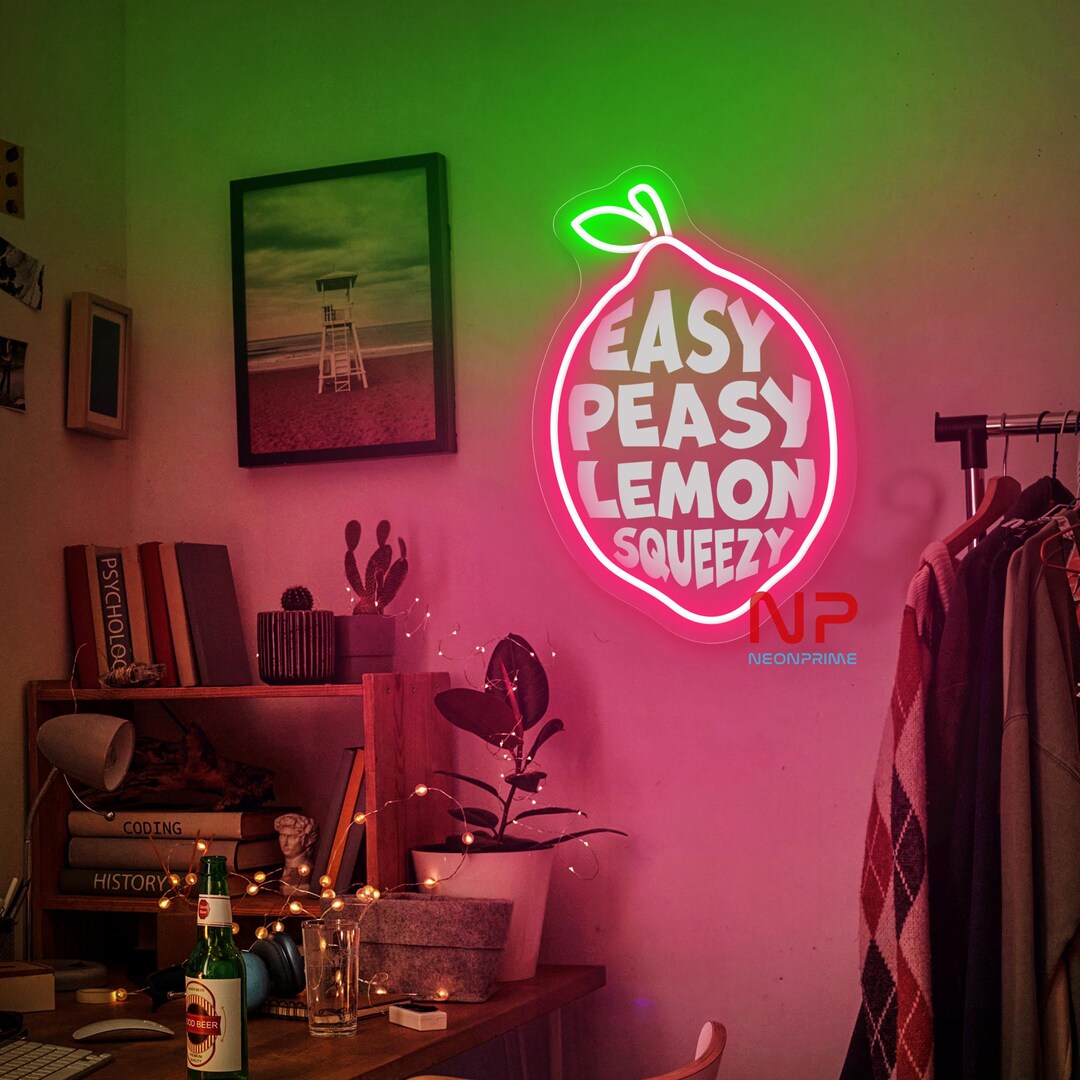 Easy Peasy Lemon Squeezy Neon Sign Lemon Neon Sign Easter Decor Wall ...