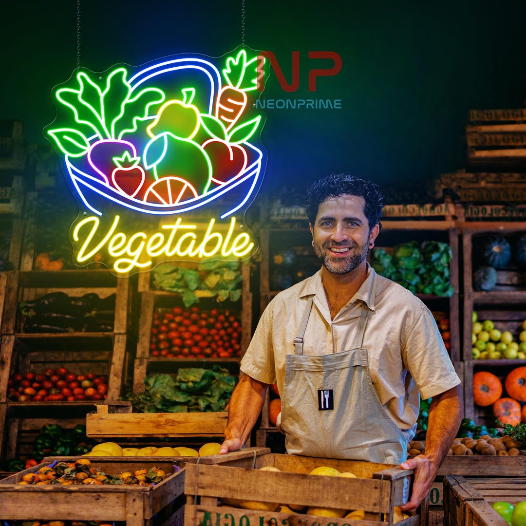 Vegetable Neon Sign Healthy Salad Neon LED Sign Restaurant Wall Decor ...
