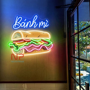 Vietnamese Banh Mi Neon Sign Banh Mi Neon Light Asian Restaurant Wall ...