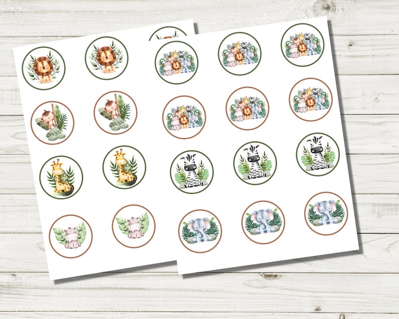 Safari Animals Cupcake Toppers Safari Cupcake Toppers Baby - Etsy
