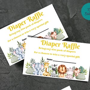 Safari Animals Baby Shower, Safari Diaper Raffle Sign and Tickets ...