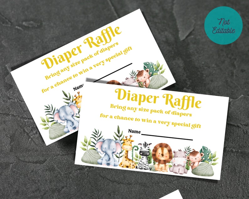 Safari Animals Baby Shower, Safari Diaper Raffle Sign and Tickets ...
