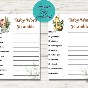 Safari Animal Baby Shower, Baby Shower Word Scramble, Safari Baby ...