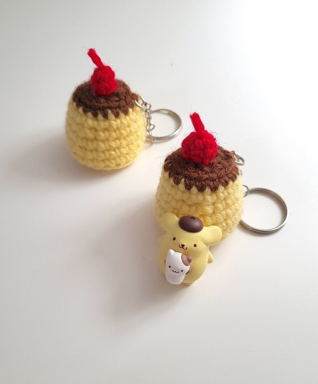Crochet Custard Pudding / Flan Keychain With Cherry on Top - Etsy