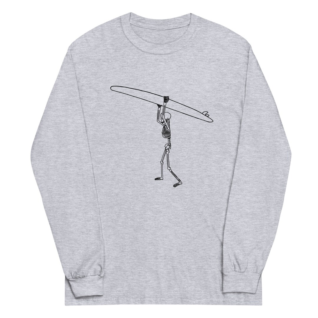 Skeleton and Surfboard Long Sleeve Unisex T-shirt, "surfs Up” - Etsy