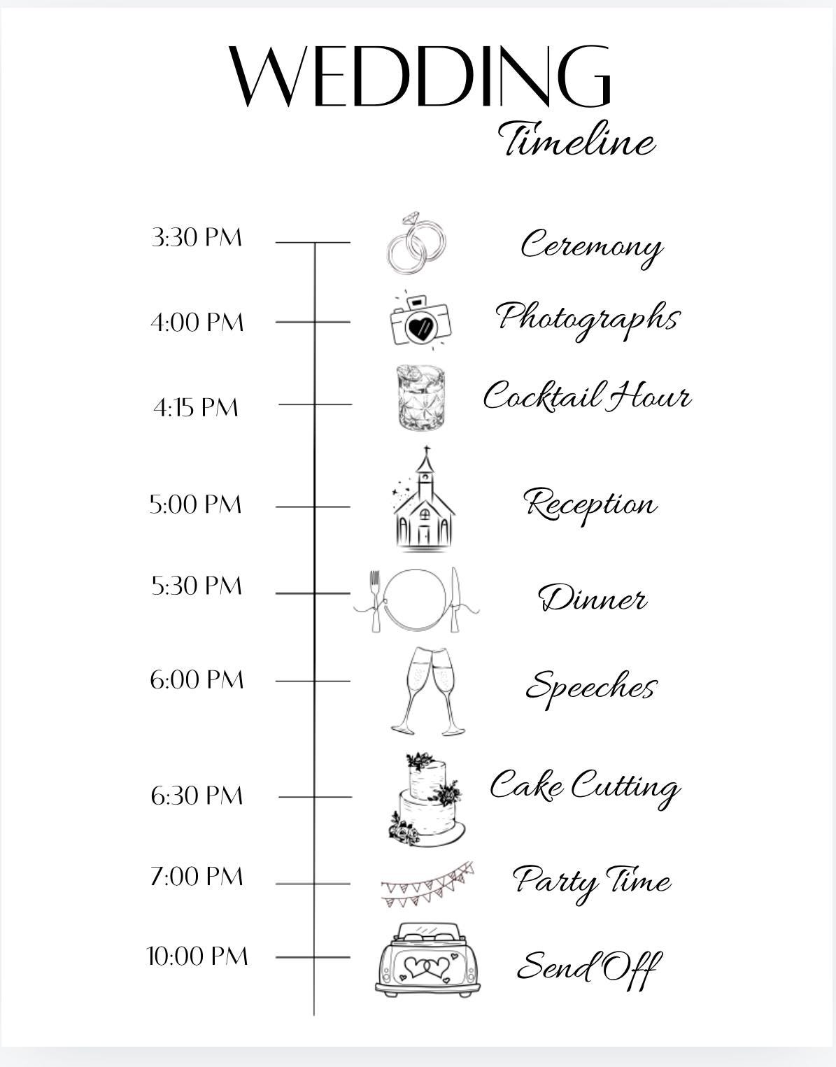 Wedding Timeline Sign Template - Etsy