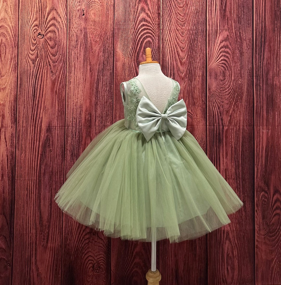 Sage 4 Layer Tulle Floral Embroidery Sequin Elegant Knee Length Summer ...