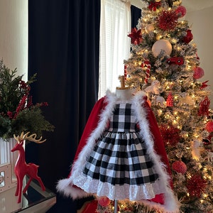 Black & White Checkered Holiday Cosplay Winter Christmas Red Cloak ...