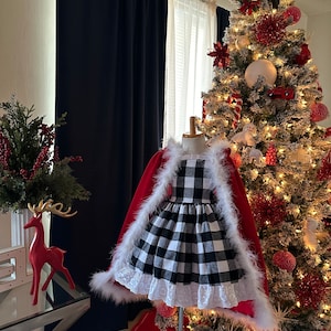 Black & White Checkered Holiday Cosplay Winter Christmas Red Cloak ...