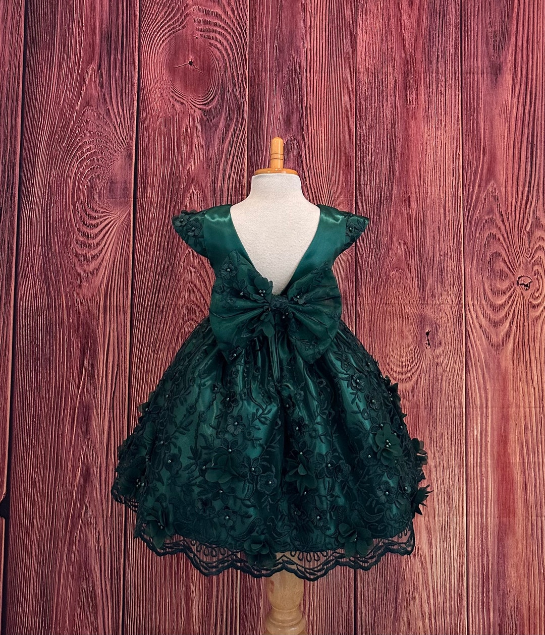 Hunter Green Embroidery Cap Sleeve Knee Length Elegant Fall Wedding ...