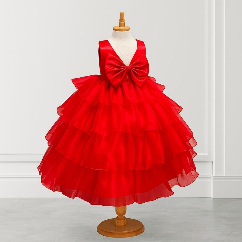 Red Pageant Ruffle Dress - Etsy
