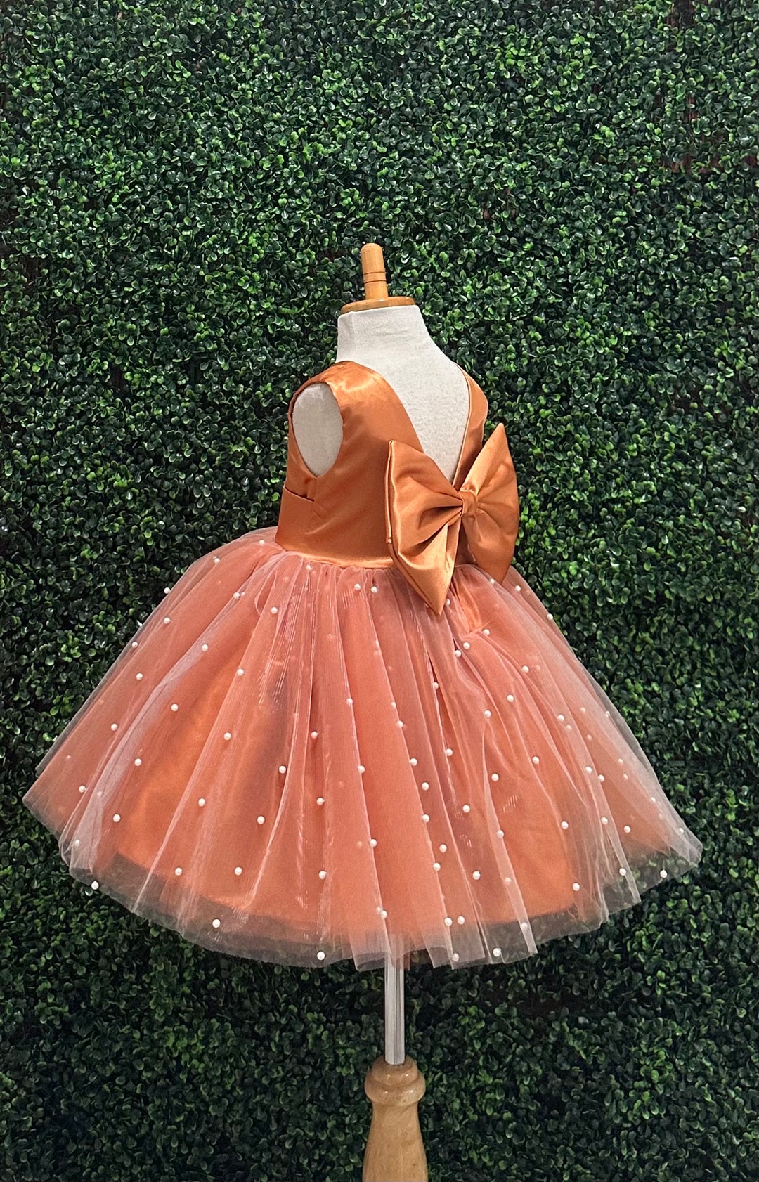 Burnt Orange Pearl Tulle Elegant Fall Wedding Flower Girl Birthday ...