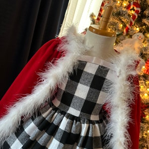 Black & White Checkered Holiday Cosplay Winter Christmas Red Cloak ...