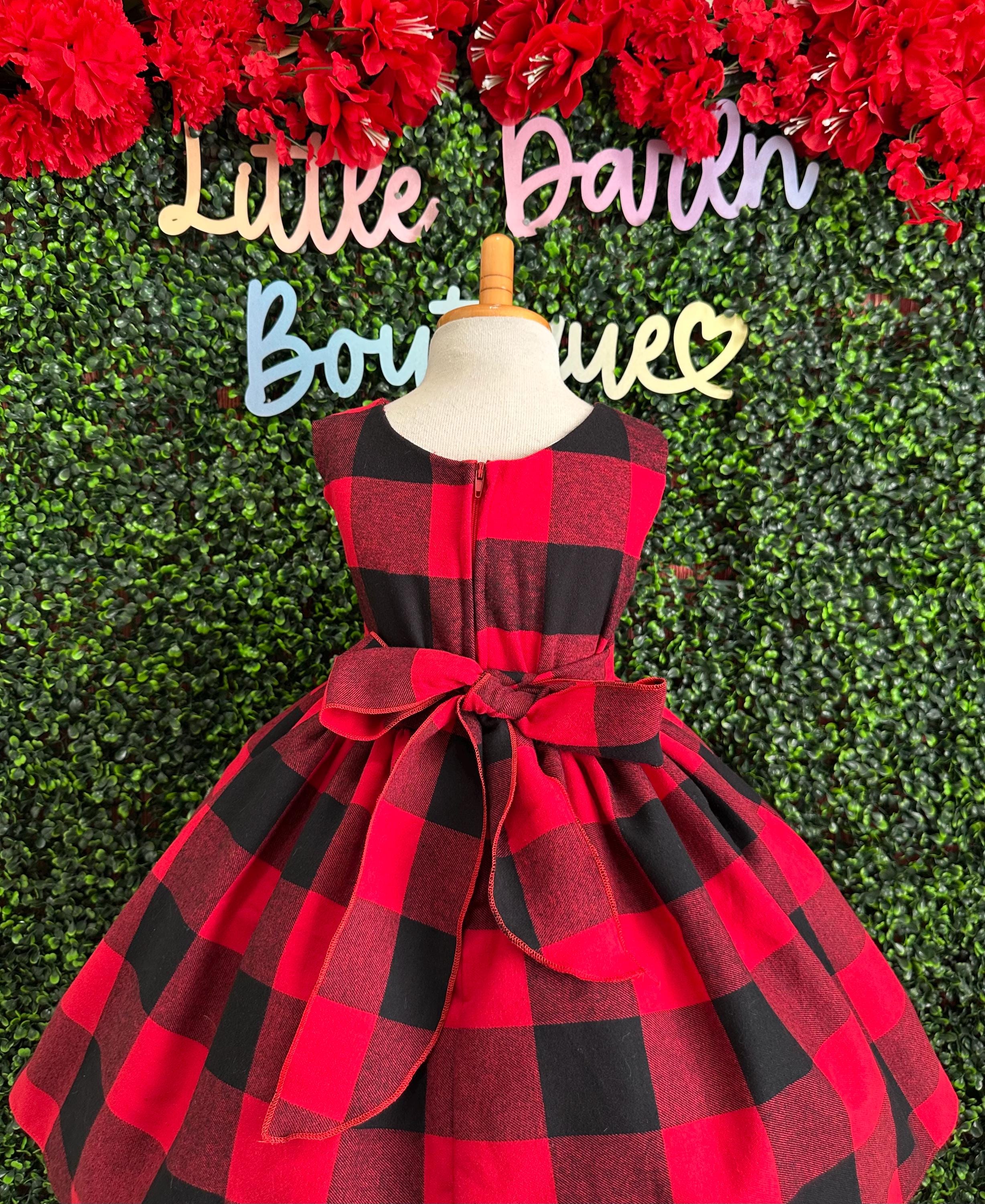 Christmas Holiday Buffalo Plaid Black and Red Checkered Knee Length ...