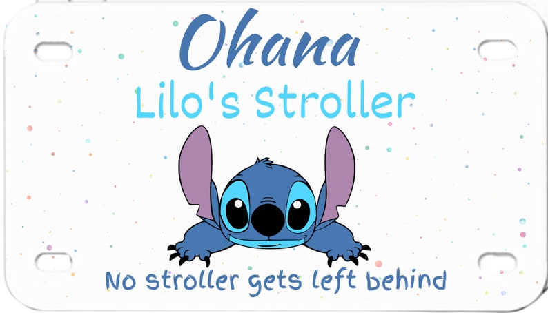 Disney Stroller Tag, License Plate, Lilo & Stitch, Ohana, Wheelchair ...