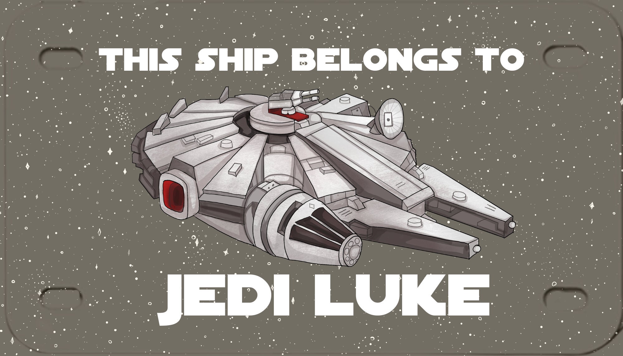 Disney Stroller Tag, License Plate, Star Wars, Jedi, Millennium Falcon ...