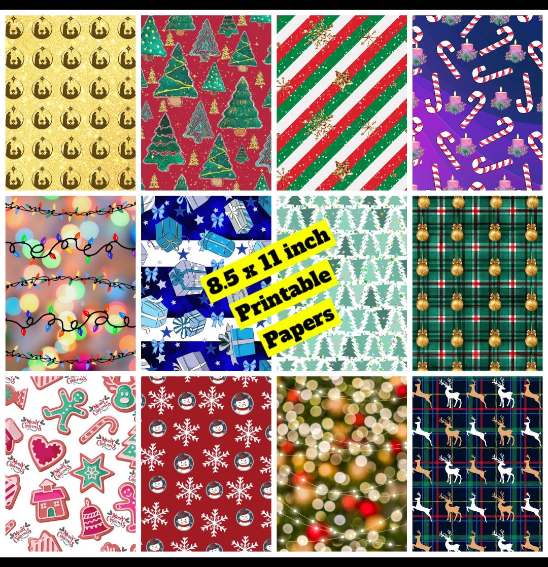 Printable 8.5x11-inch Bundle of 12 Christmas / Holiday / Winter Pattern ...