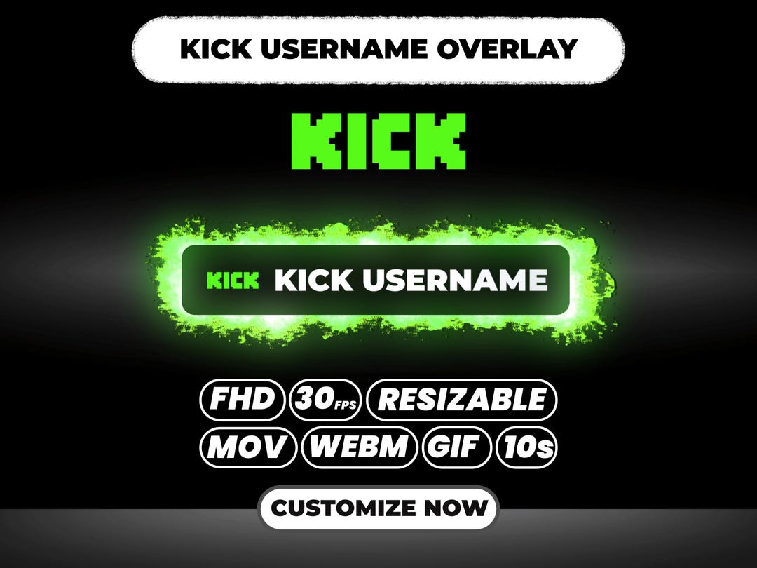 Animated Neon Kick Stream Overlays | Kick Username Popup & Social Media ...