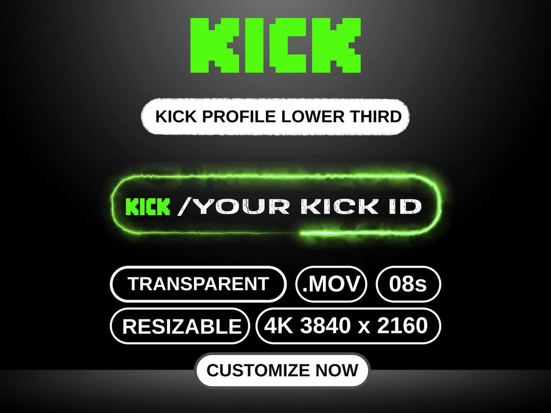 Animated Neon Kick Stream Overlays | Kick Username Popup & Social Media ...