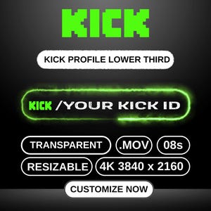 Animated Neon Kick Stream Overlays | Kick Username Popup & Social Media ...
