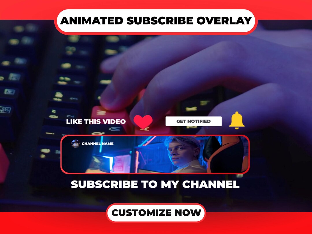 Custom Animated Youtube Subscribe Button Overlay | Personalized Social ...
