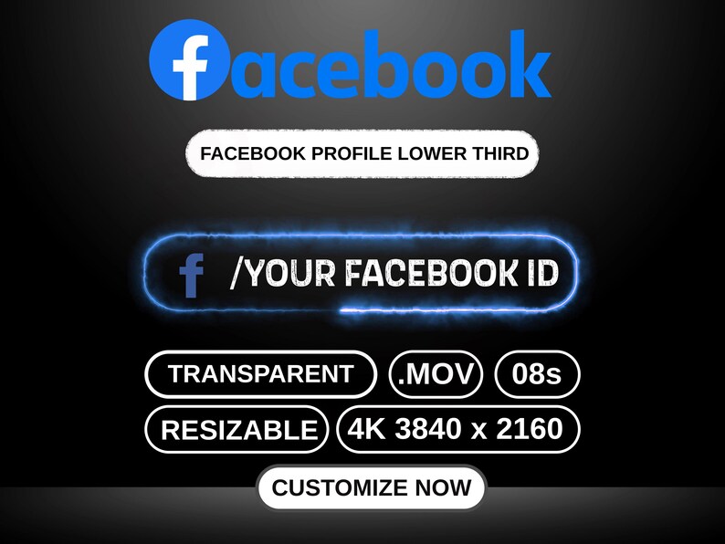 Custom Animated Neon Facebook Username Profile Lower Third Overlay for ...