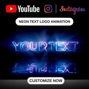 Custom Neon Text Logo Intro Animation for Youtube and Instagram Video ...