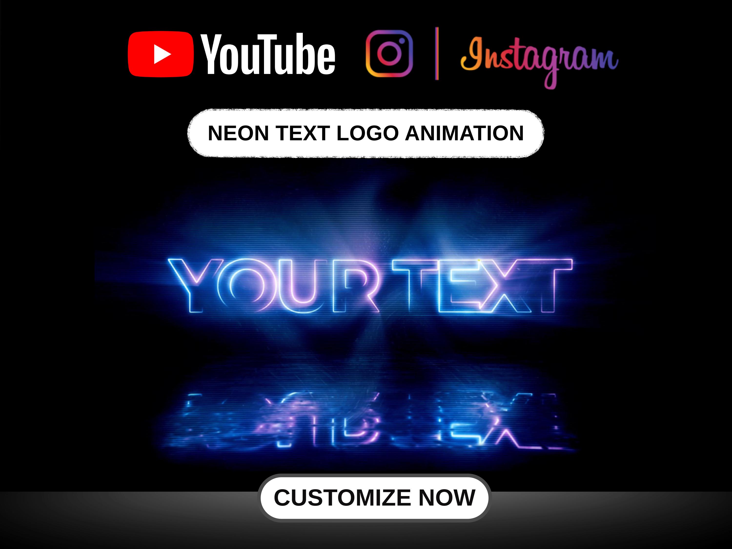 Custom Neon Text Logo Intro Animation for Youtube and Instagram Video ...