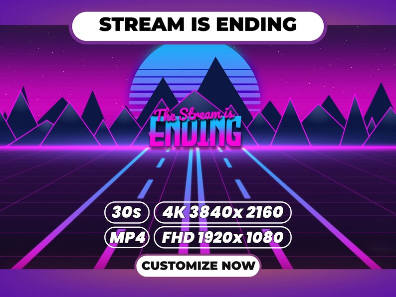 Custom Animated Stream Package Retrowave Synthwave Overlay | Starting ...